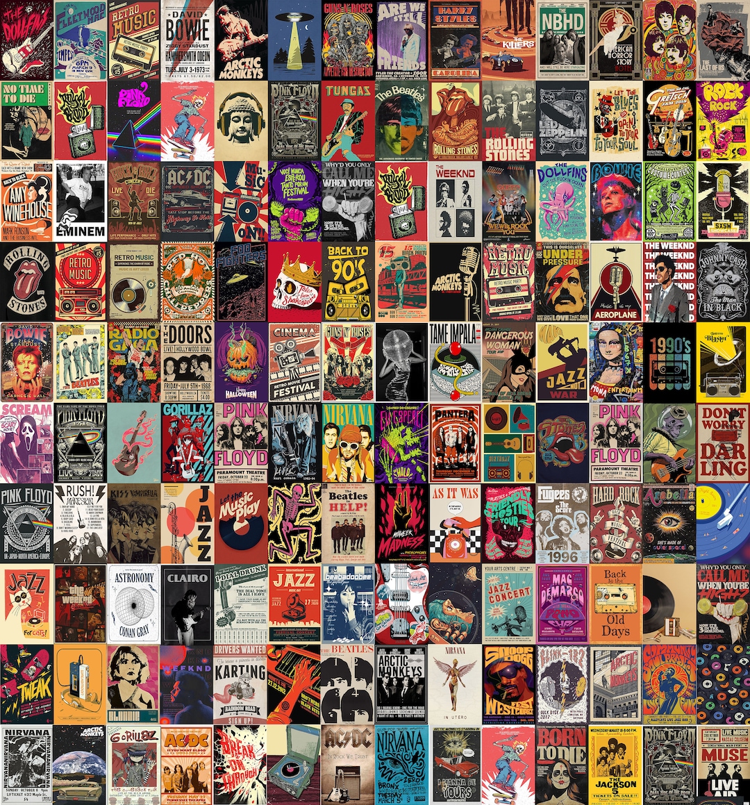 180|PCS | Punk Rock Metal Wall Collage Kit | Vintage Grunge Punk ...