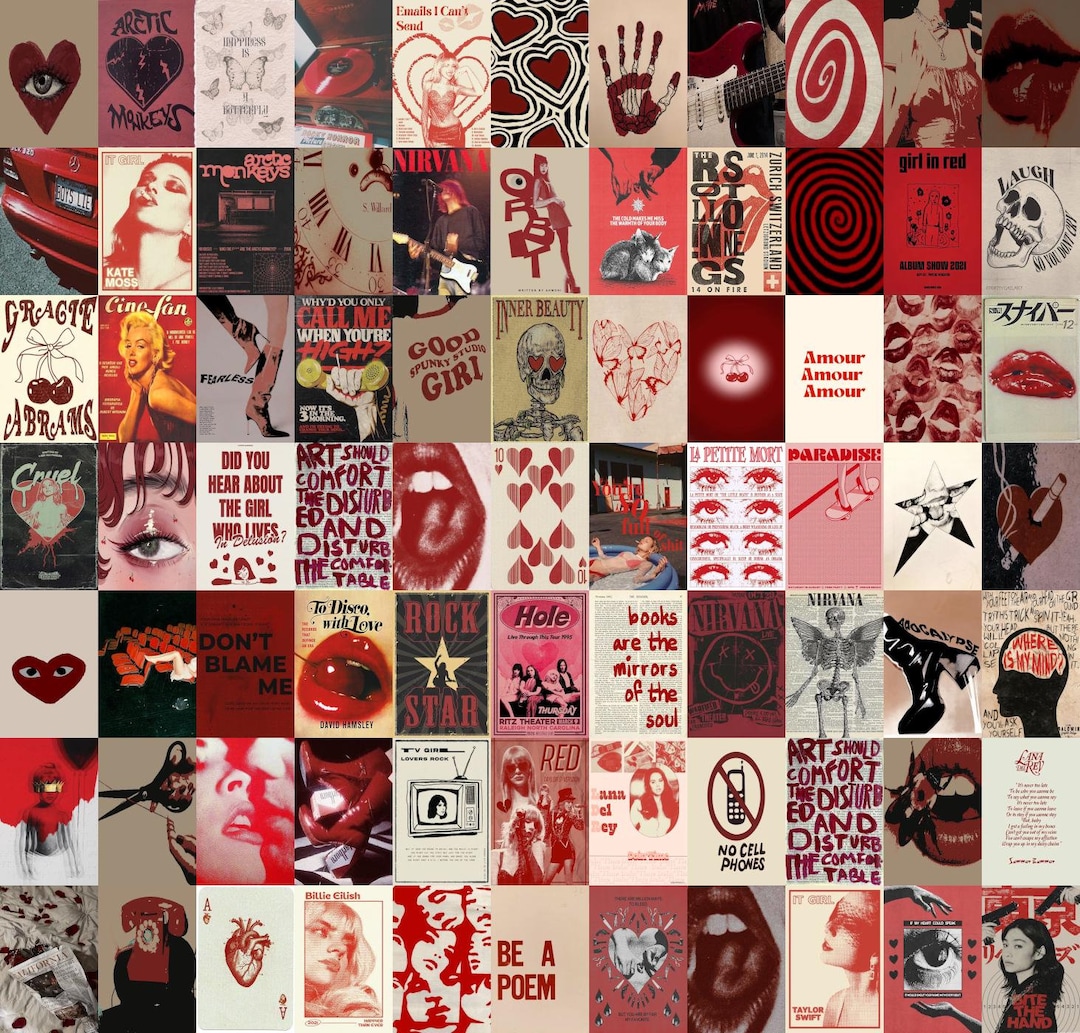 78 PCS | Grunge Wall Photo Collage | Vintage Poster Collage | Grunge ...