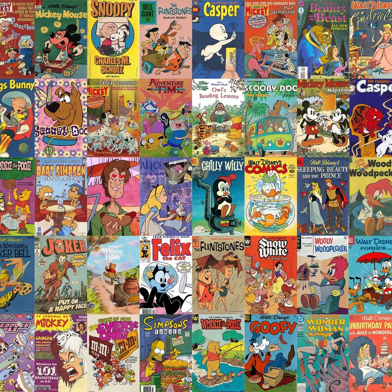 Retro Cartoons Wall Collage Kit - Kidcore, Vintage Aesthetic, Vintage ...