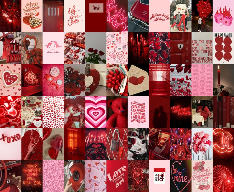 Lovecore Wall Collage Kit, Valentine’s Day Collage Kit, Red Wall ...