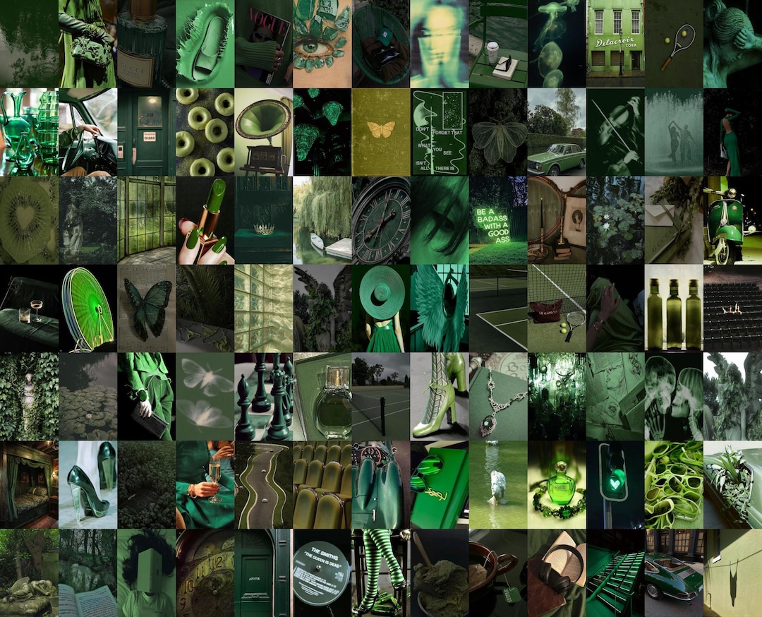 100 PCS | Olive Green Photo Collage Kit | Green Photo Collage | Dark ...