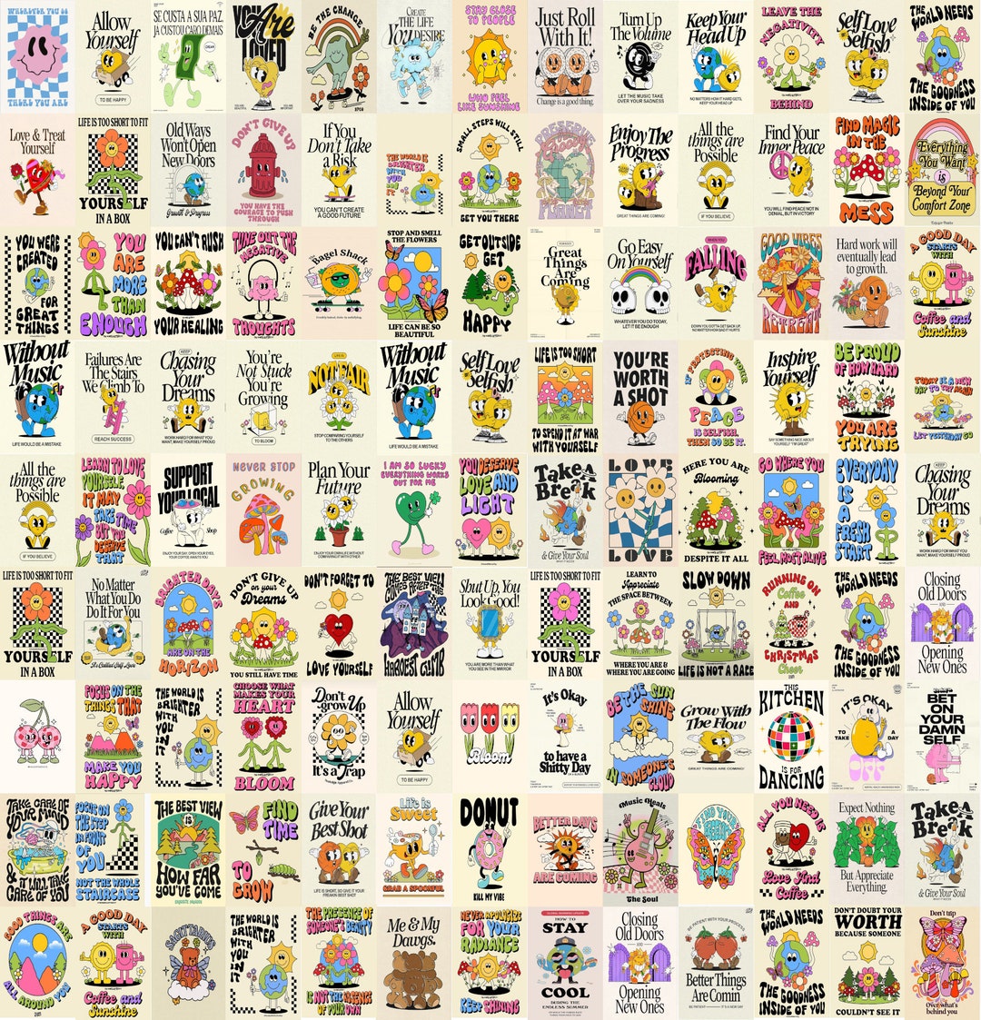 110 Retro Wall Collage | Groovy Poster Prints | Vintage Wall Decor ...