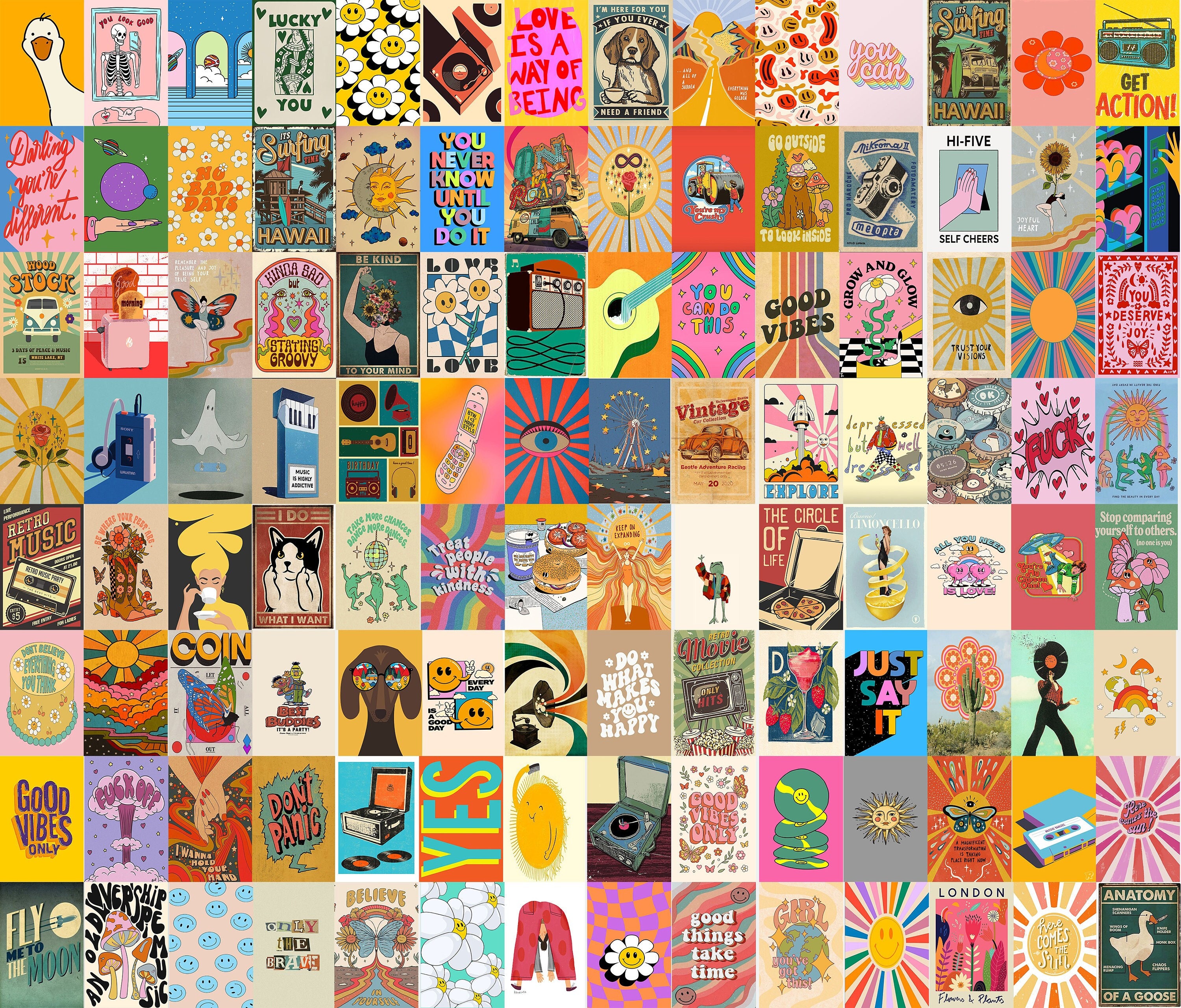 Vintage İndie Wall Collage Kit- Aesthetic Vintage Posters- İndie ...