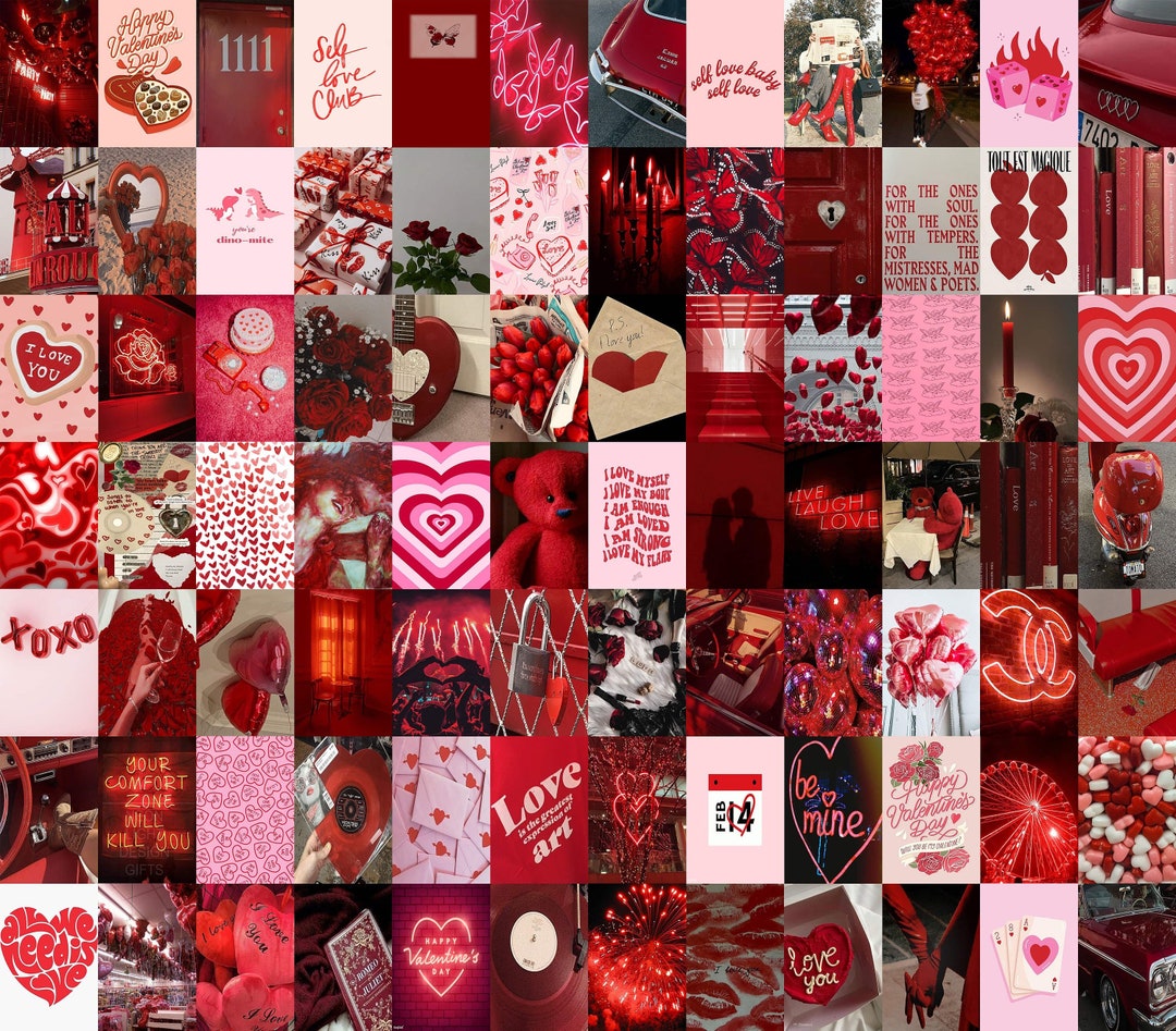 Lovecore Wall Collage Kit, Valentine’s Day Collage Kit, Red Wall ...