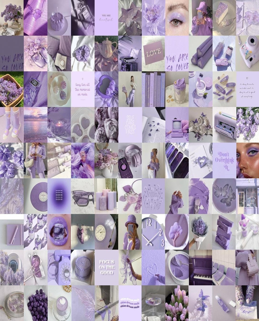 100 PCS | Purple Aesthetic Wall Collage Kit | Pastel Purple Photo ...