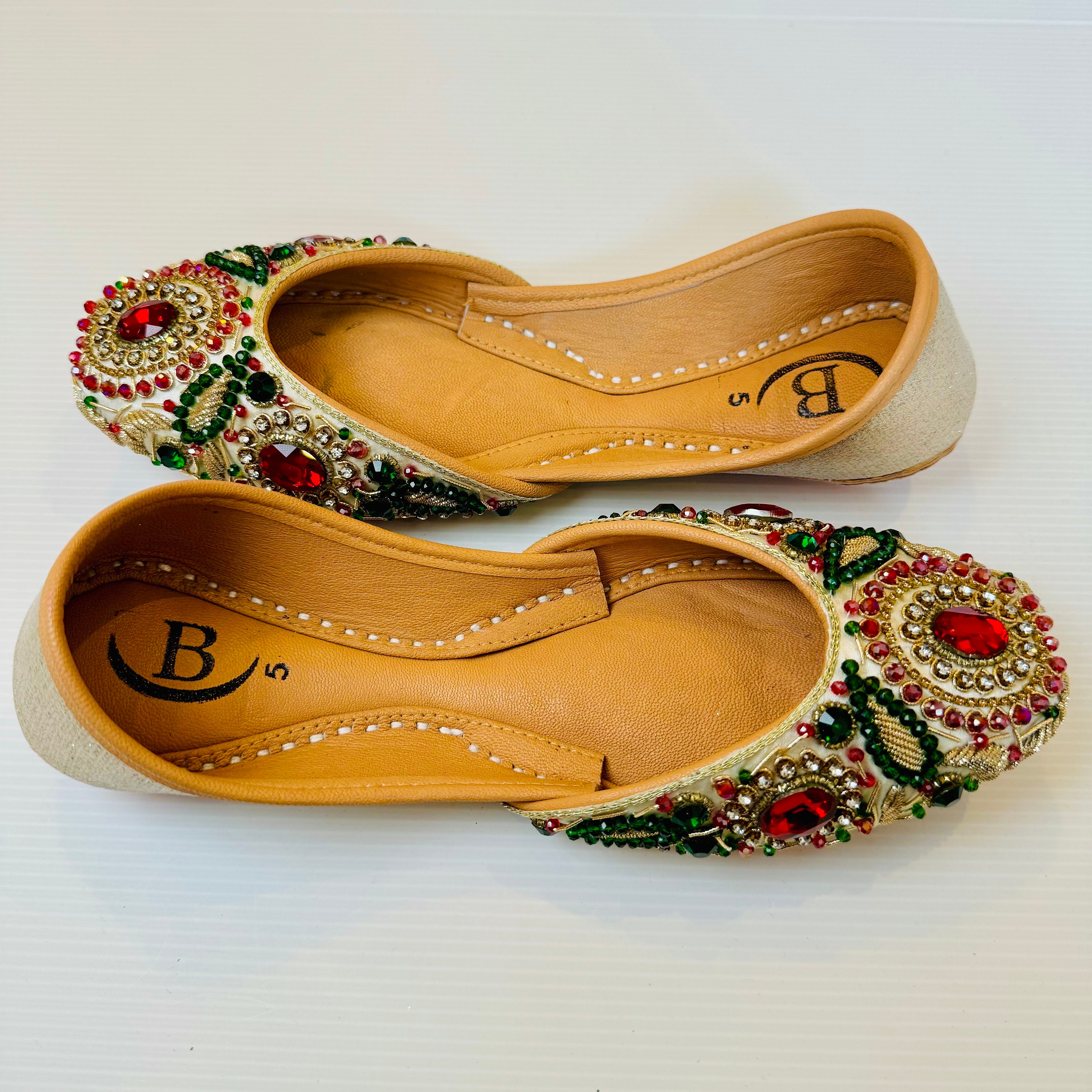 Bisma Handmade Khussa Mojri Indian Punjabi Jutti, Wedding Party Style ...