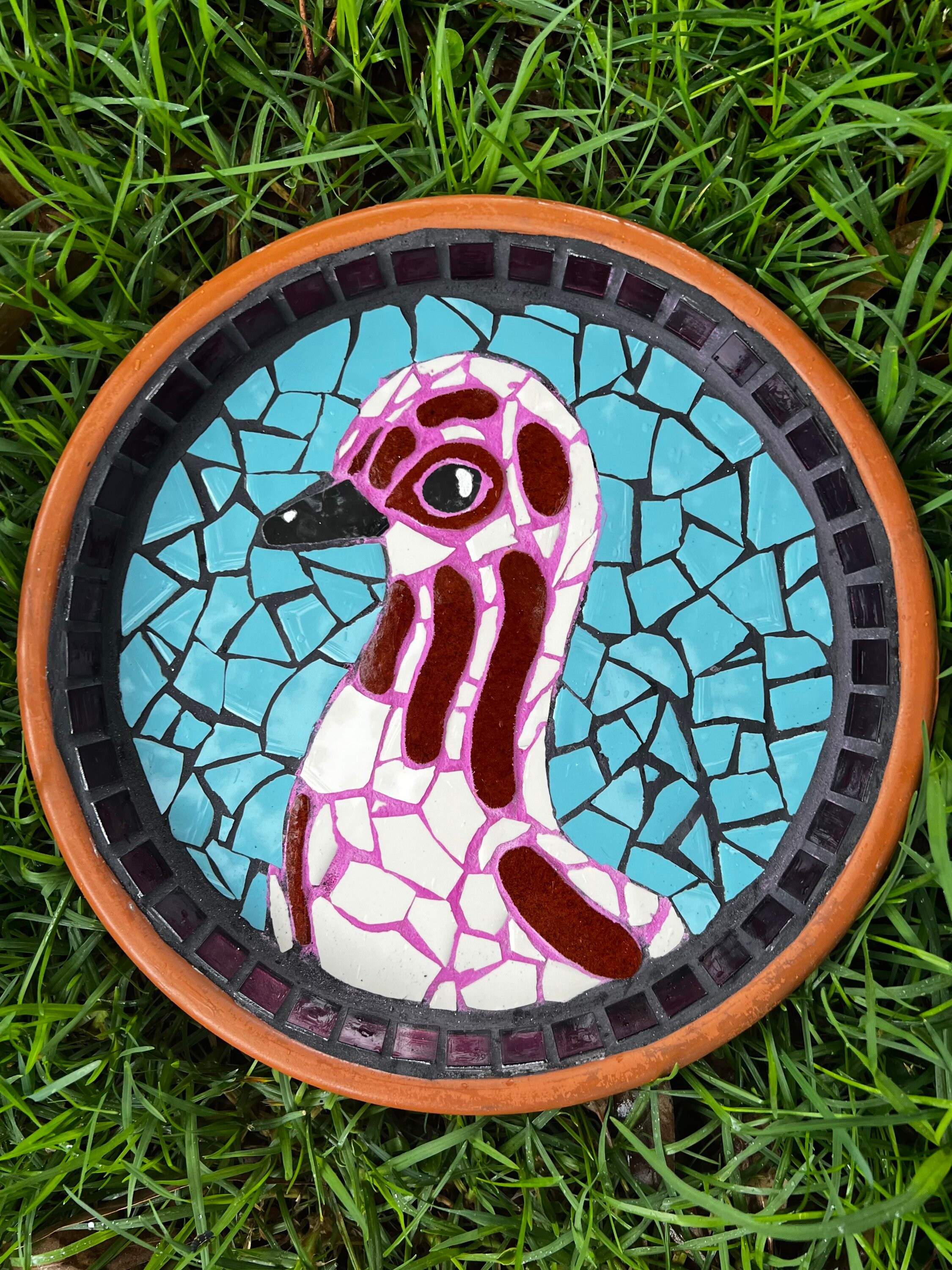 Mosaic Birdbath. Emu Chick. - Etsy