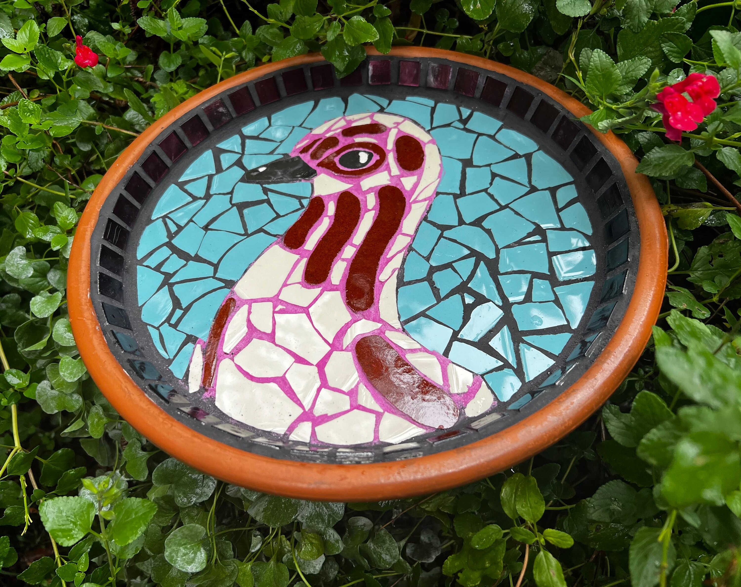 Mosaic Birdbath. Emu Chick. - Etsy