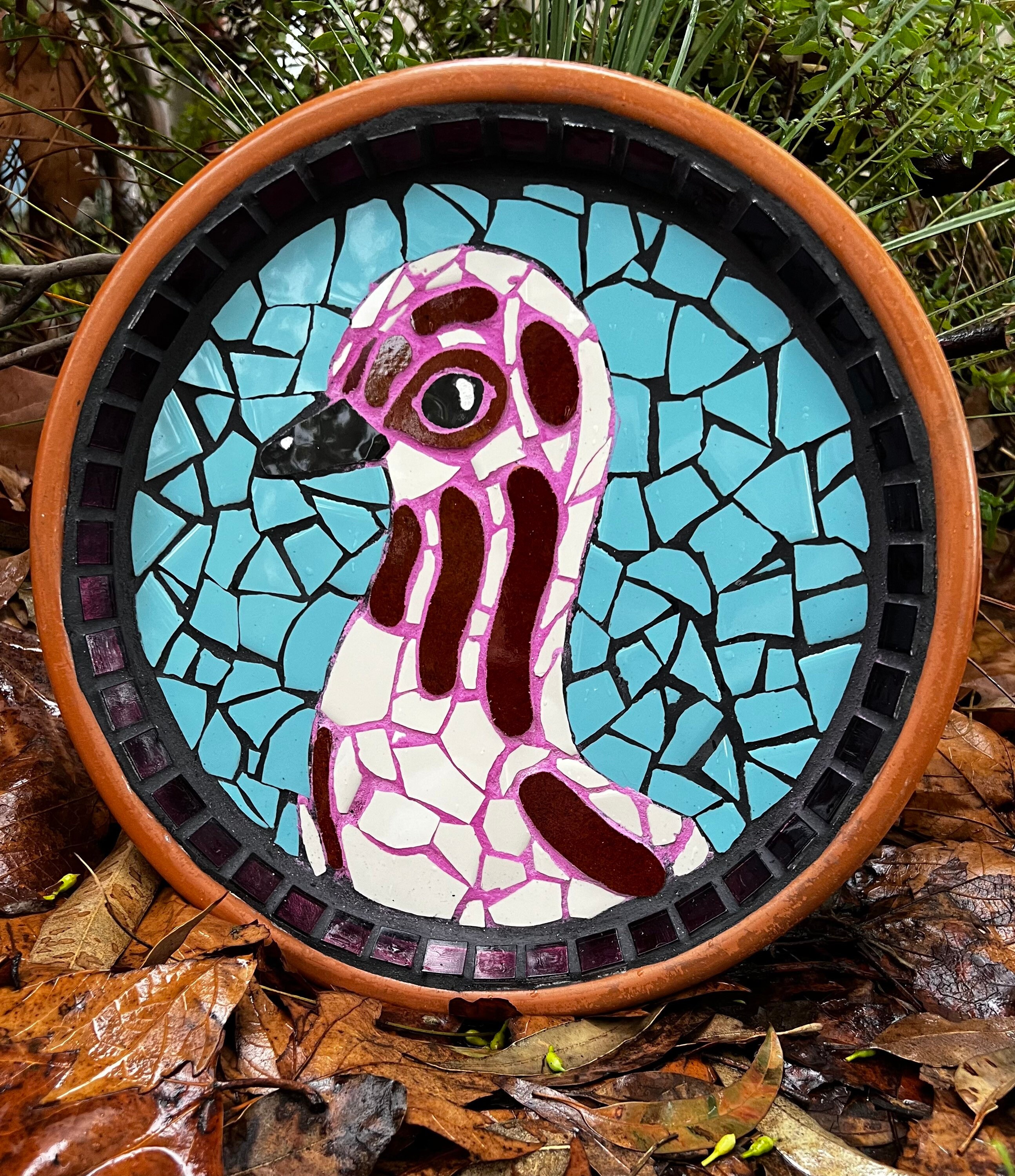 Mosaic Birdbath. Emu Chick. - Etsy