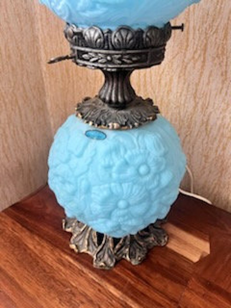 Fenton Blue Satin Puffy Poppy Embossed Art Glass Gone With the Wind ...