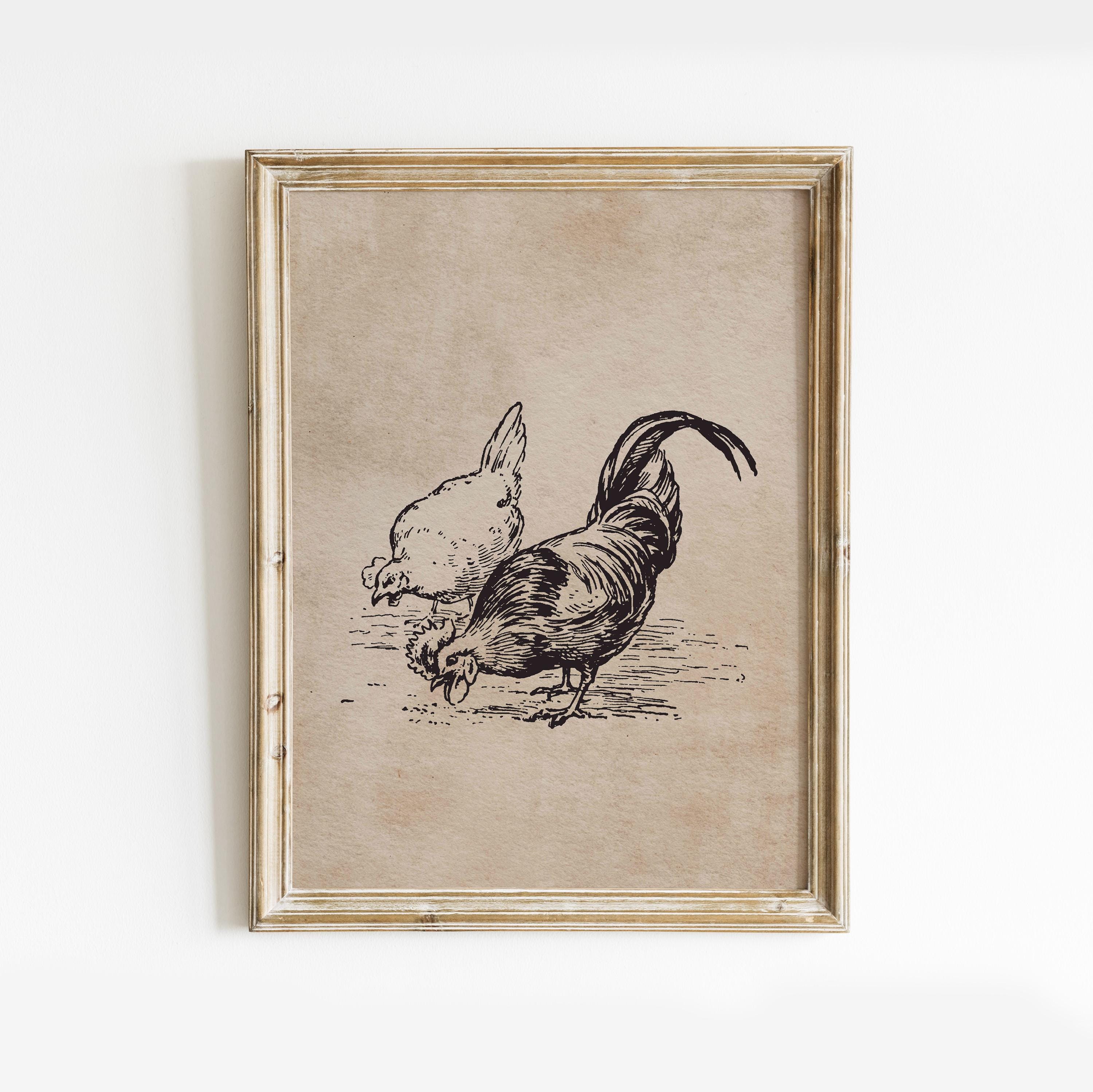 Vintage Chicken Art Print, Chicken Wall Art Vintage, Country Farm ...