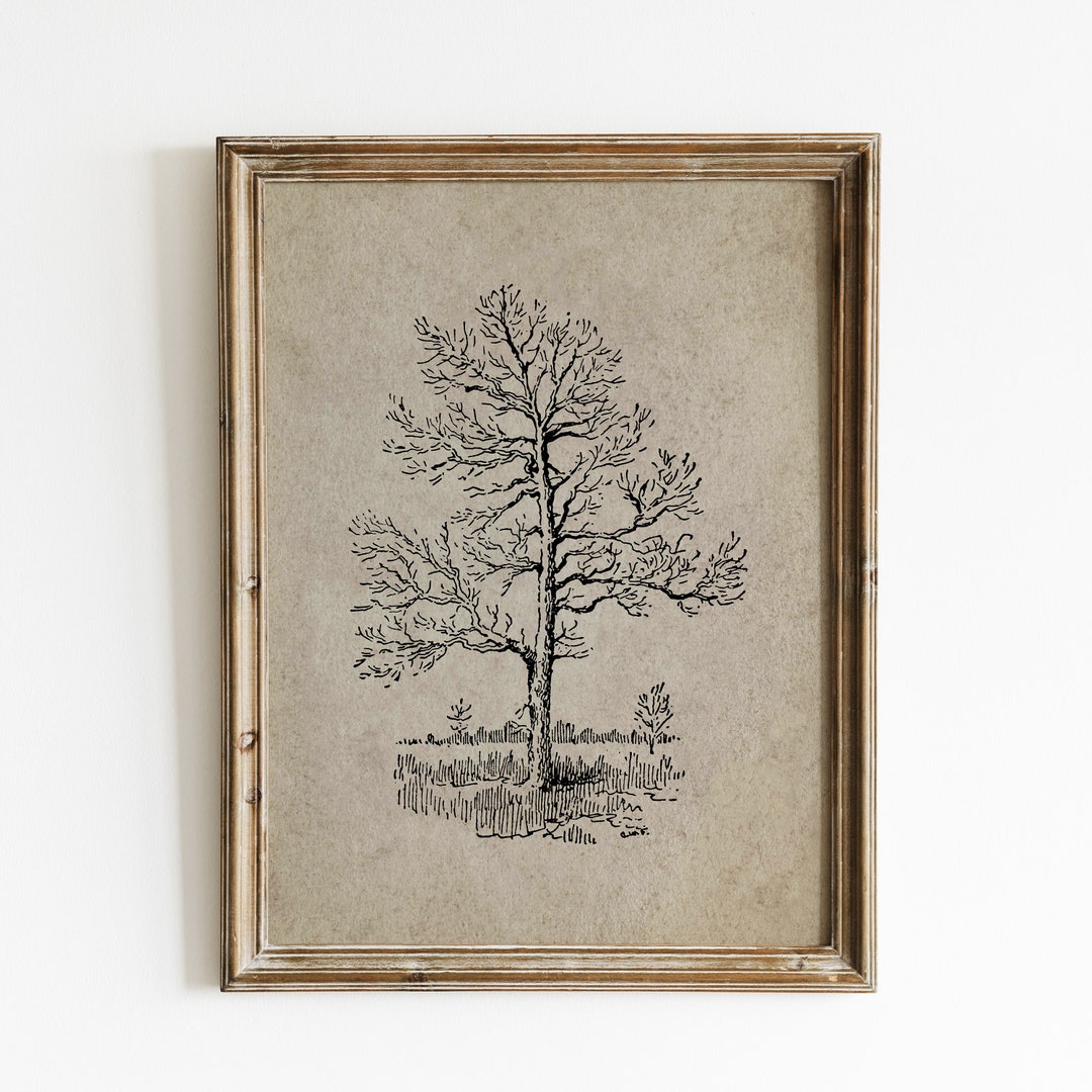 Tree Wall Art Printable, Tree Painting Print, Vintage Wall Art, Tree ...