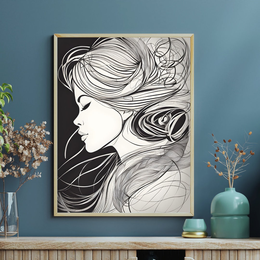 Woman Painting Printable Woman Drawing Art Print Drawing - Etsy