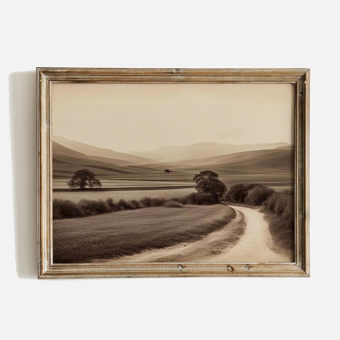 Vintage Countryside Landscape Print, Rustic Pastoral Wall Art (digital ...
