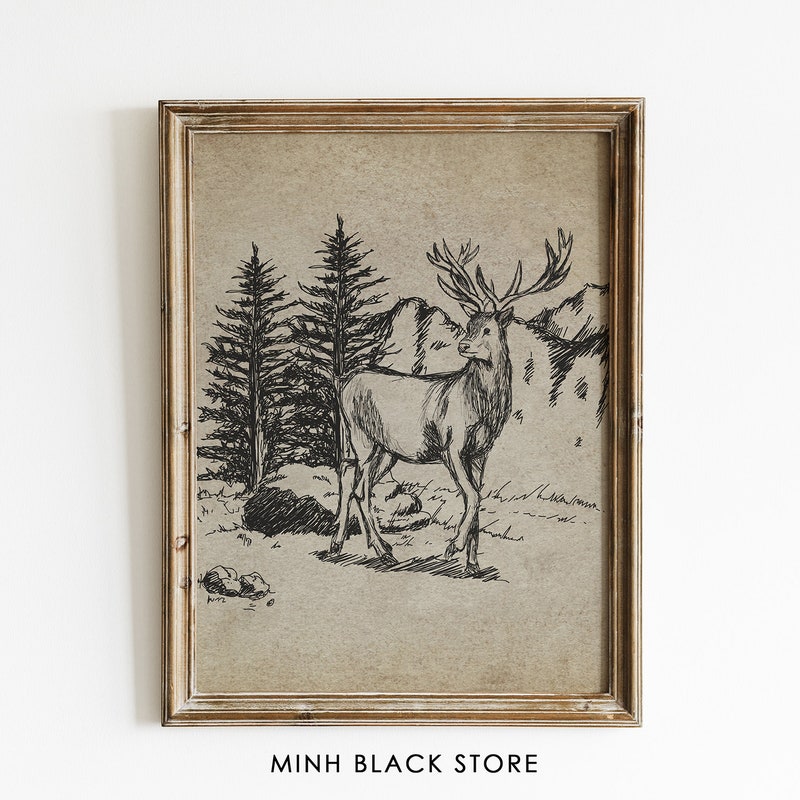 Deer Print - Etsy