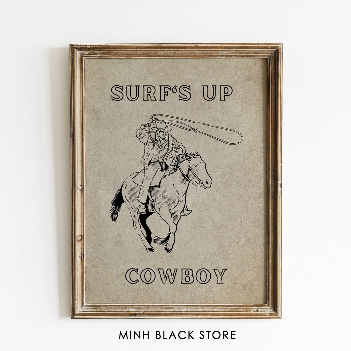 Vintage Cowboy Poster Print, Western Wall Art, Surf's up Cowboy, Wild ...