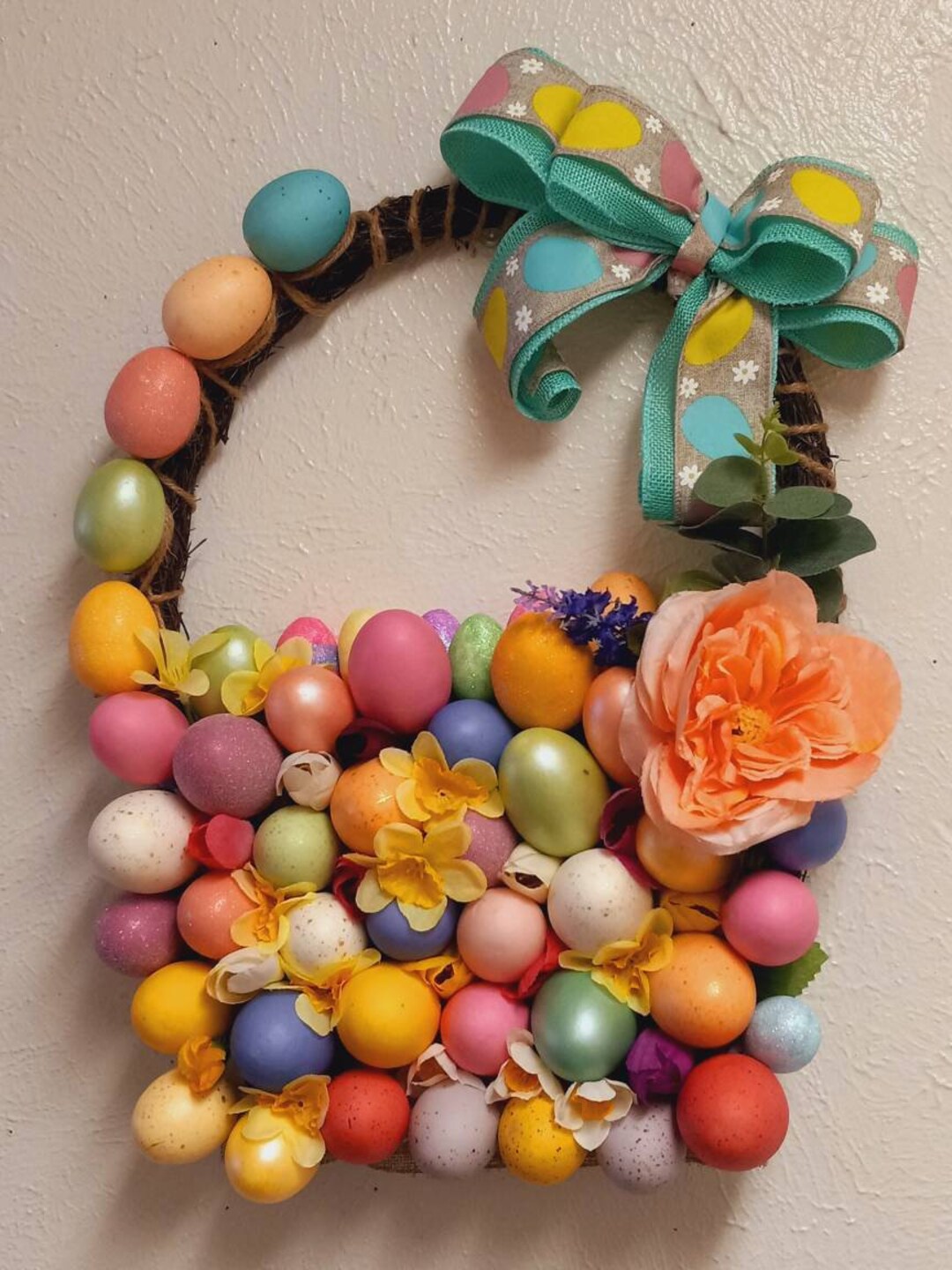 Easter Basket Wreath,for Front Door, 15 Inch Spring Easter Basket ...