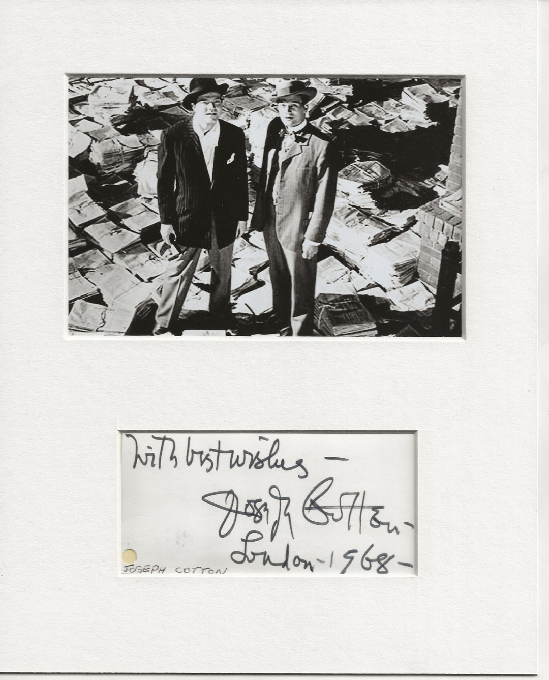 Joseph Cotten Citizen Kane Signed Genuine Authentic Autograph AFTAL 73 ...