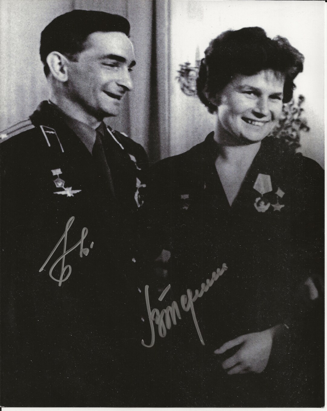Valentina Tereshkova and Valery Bykovsky Cosmonauts Signed Genuine ...