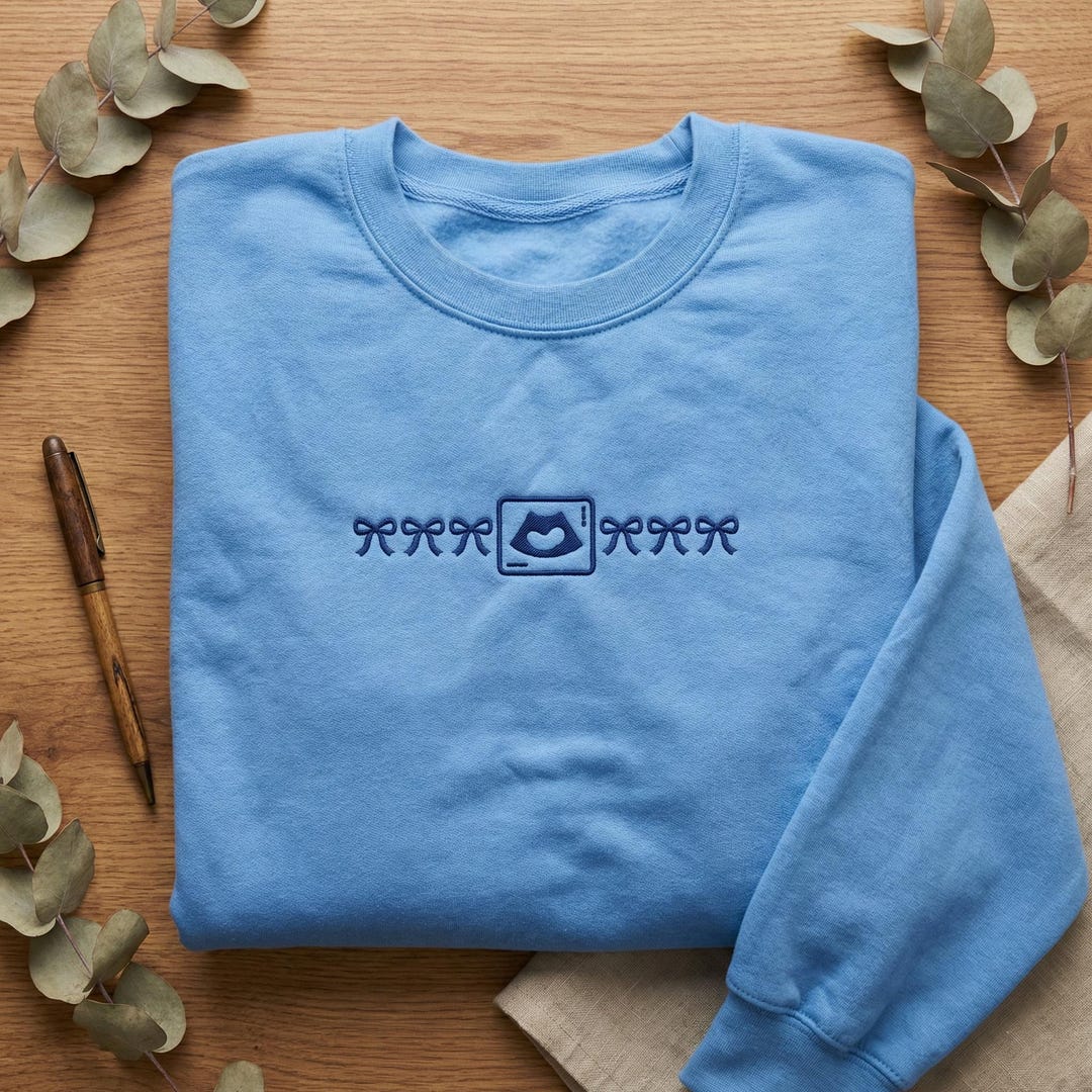 Coquette Bow Ultrasound Embroidered Hoodie, Sonogram Tech Sweatshirt ...