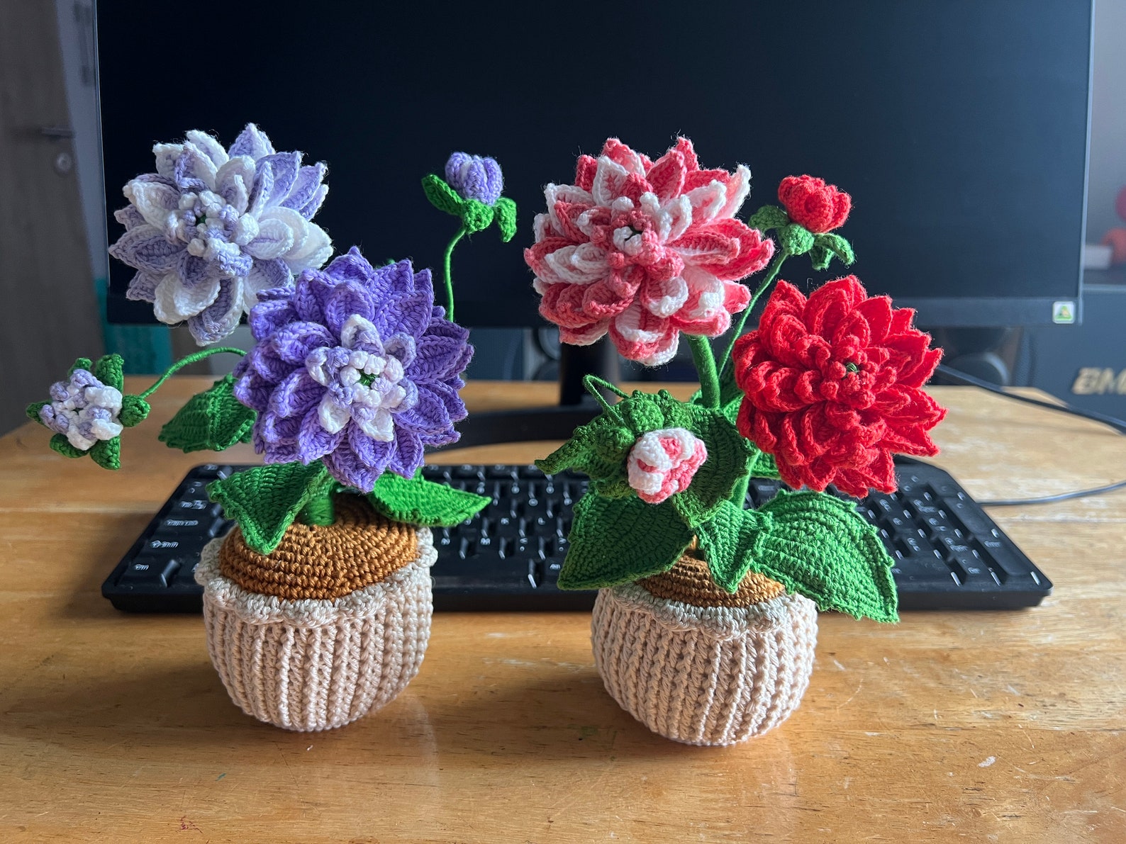 Crochet Flower in the Pot, Handmade, Personalized Gift for Her, Home ...