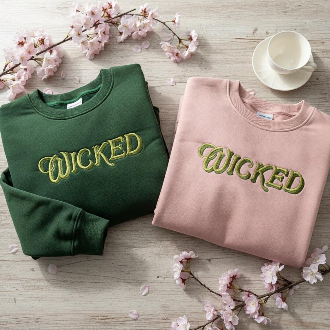 Wicked Embroidered Sweatshirt, Witchcore Fantasy Broadway Crewneck ...