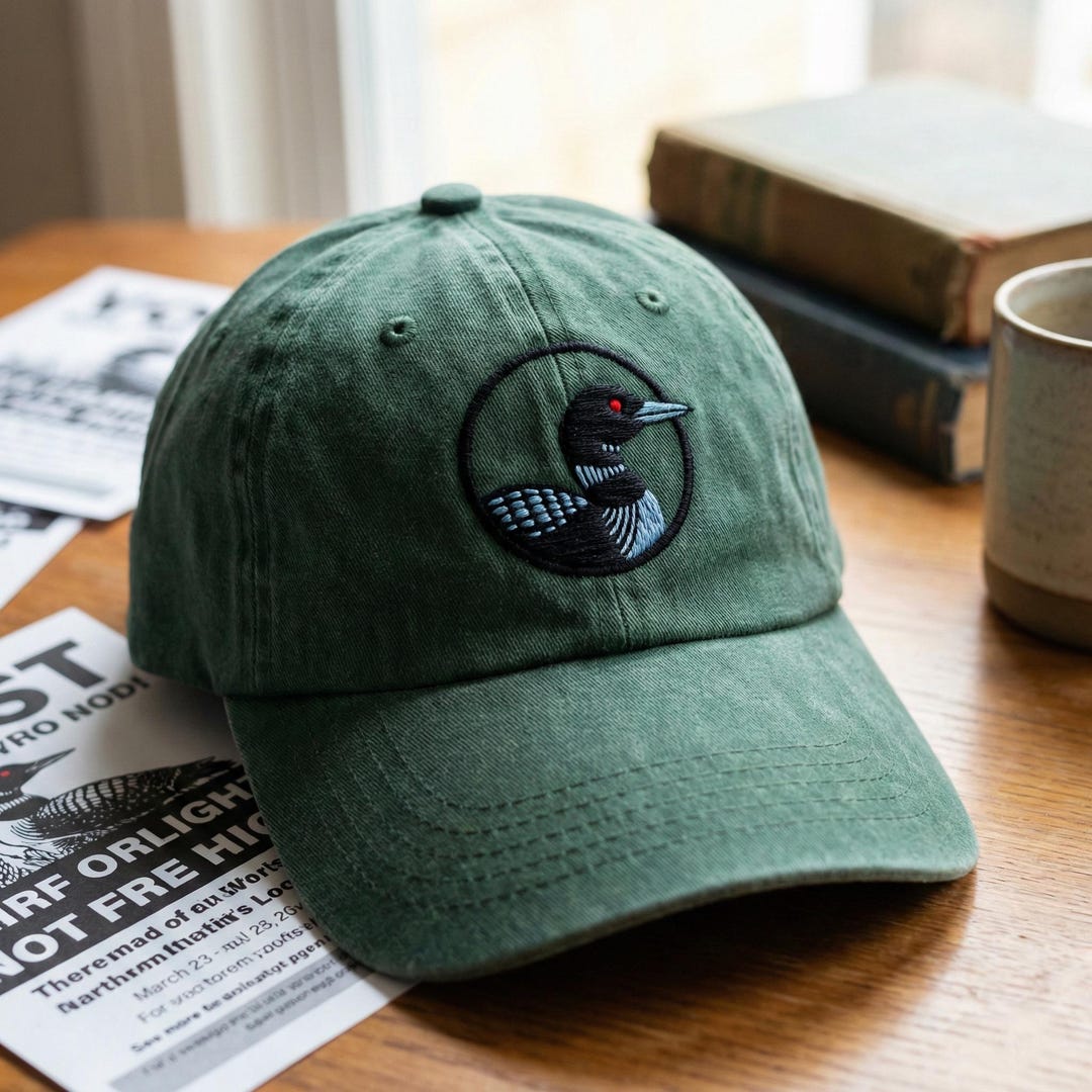 Common Loon Embroidered Wash Dad Cap, Wildlife Conservation Hat, Bird ...