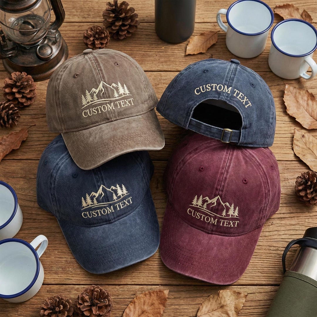 Custom Scenic Mountain Hat, Embroidered Landscape Dad Cap, Personalized ...