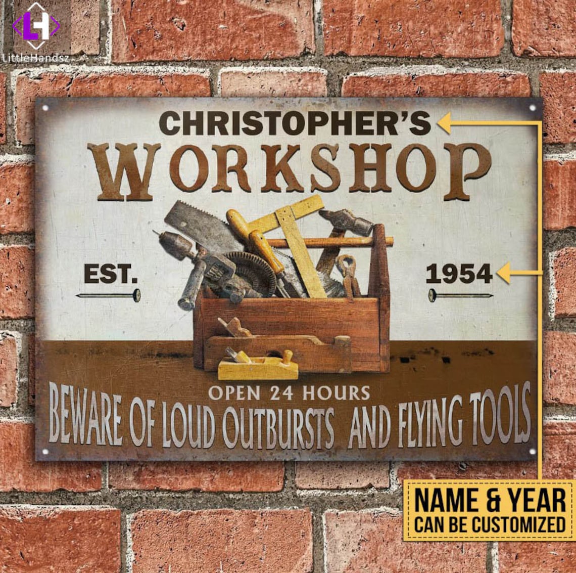 Personalized Carpenter Vintage Workshop Metal Sign, Dad Carpenter Tools ...