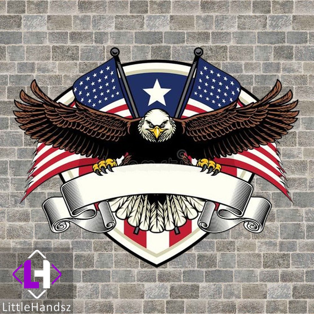 Eagle With US Flag Metal Sign, Metal Sign American Eagle Welcome Sign ...