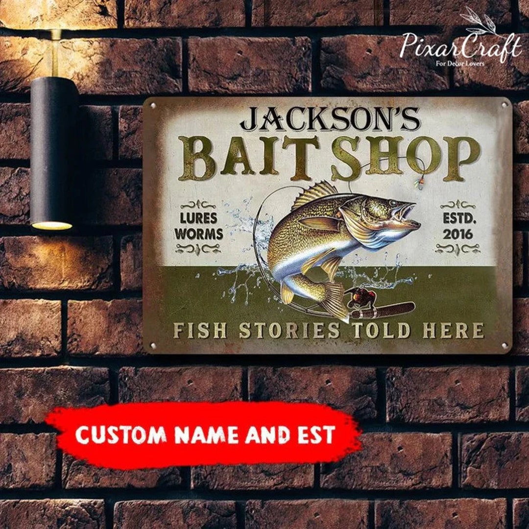 Bait Shop Fishing Personalized Metal Sign Live Bait Shop - Etsy