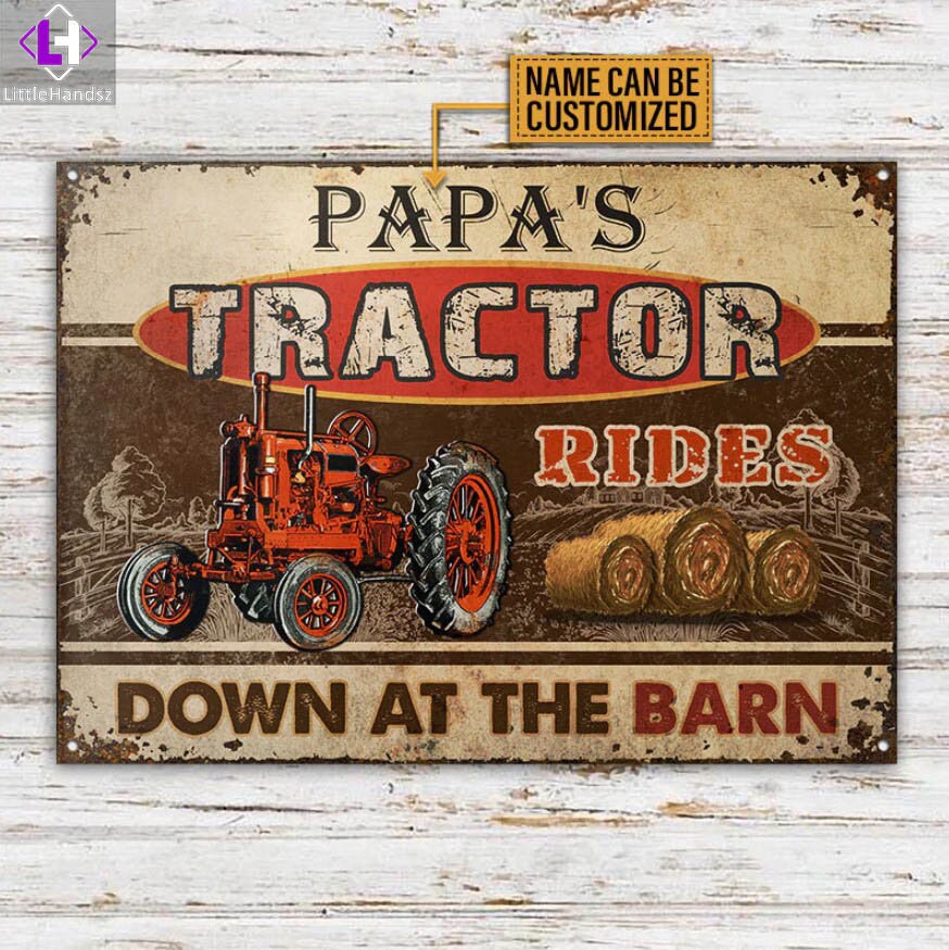 Personalized Tractor Barn Metal Sign, Tractor Rides Metal Sign, Barn ...