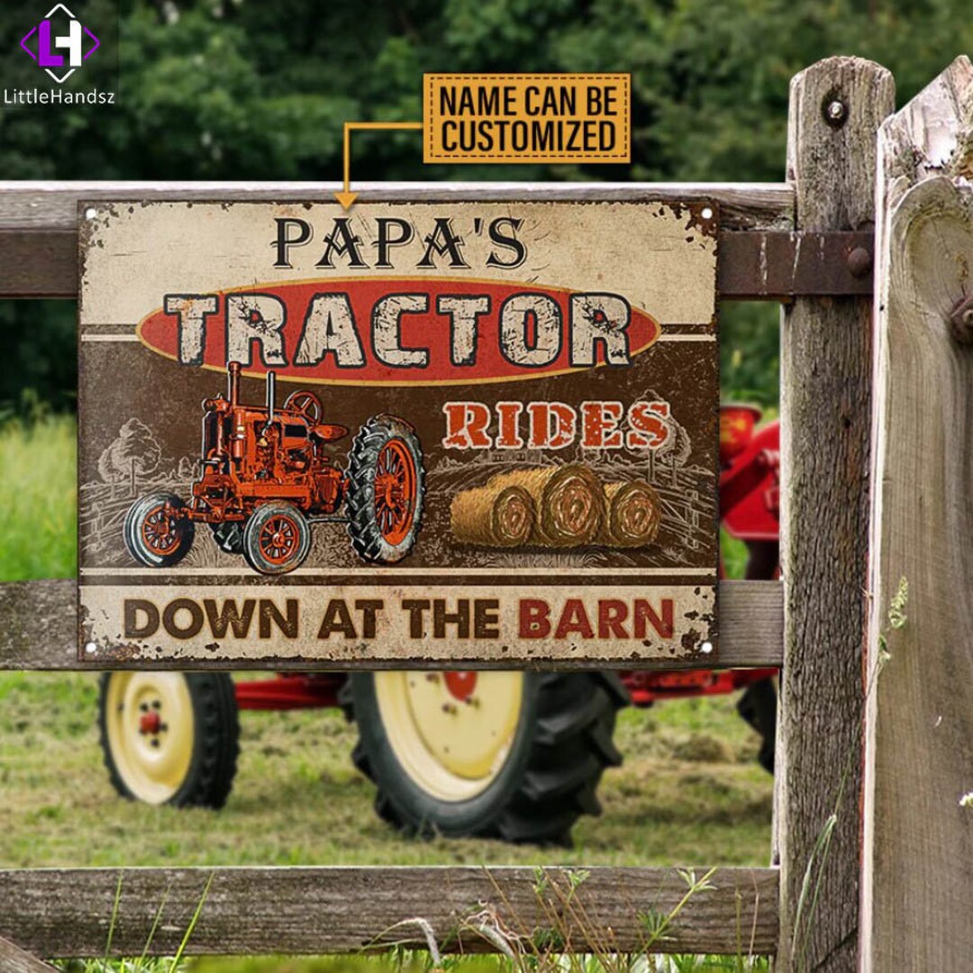 Personalized Tractor Barn Metal Sign, Tractor Rides Metal Sign, Barn ...