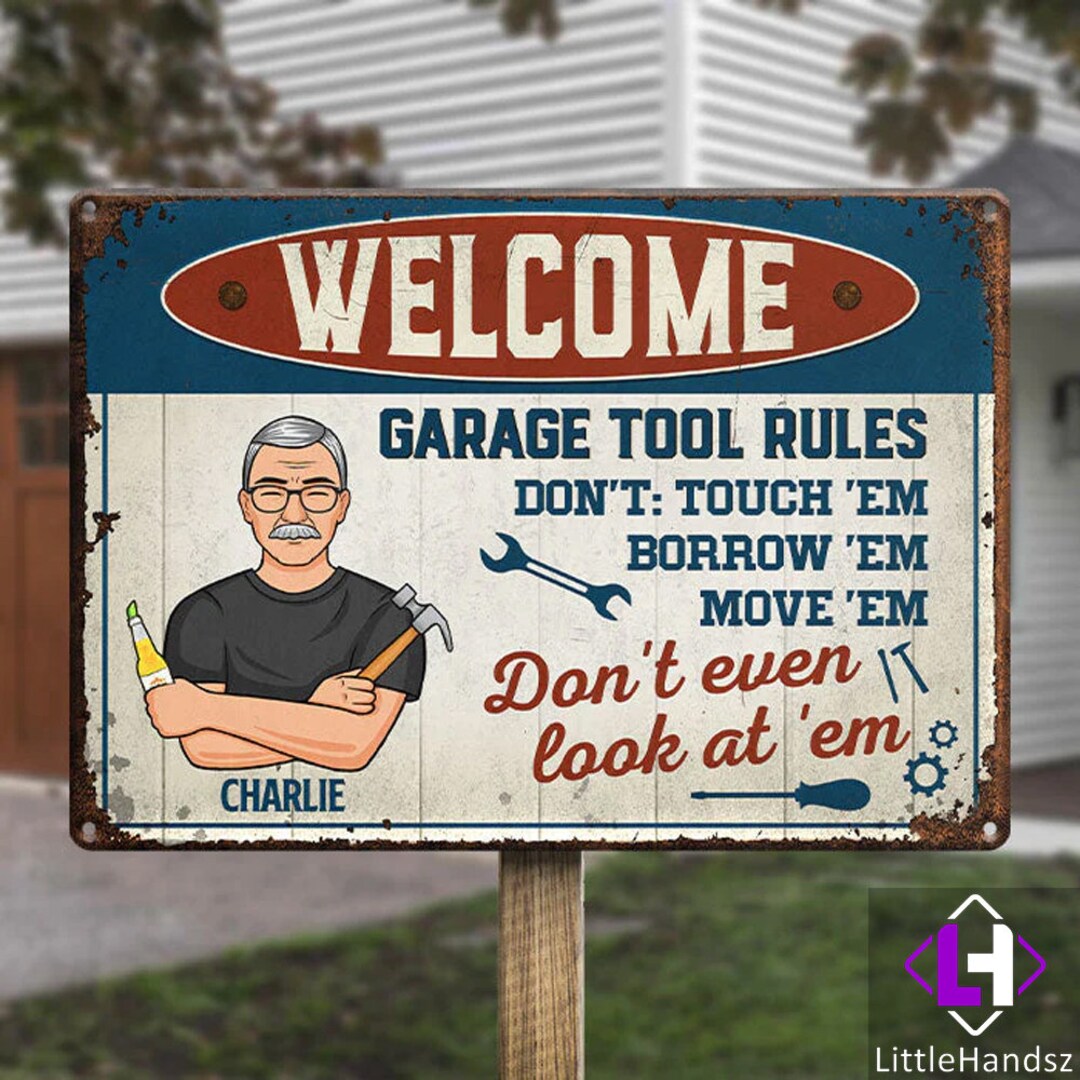 Welcome Garage Tool Rules Metal Signs Personalized Garage Sign Vintage ...