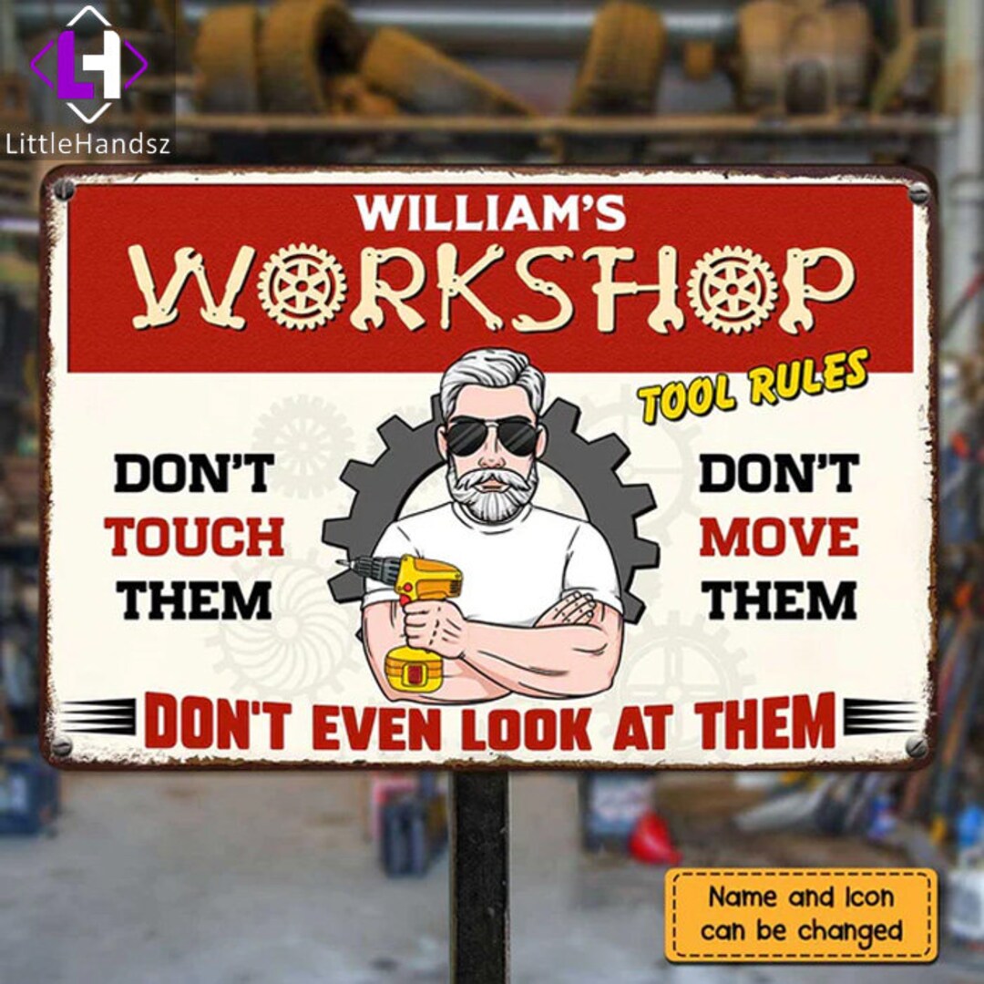 Welcome Workshop Metal Signs Garage Man Cave Metal Sign Personalized ...