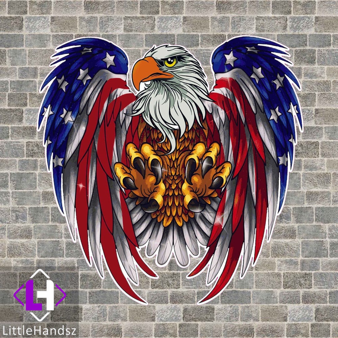 Eagle With US Flag Metal Sign, Metal Sign American Eagle Welcome Sign ...