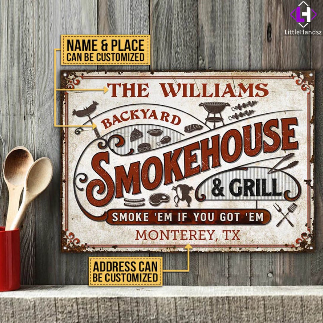 Personalized Grilling Smoke 'em Metal Sign, Grill Father Metal Sign ...