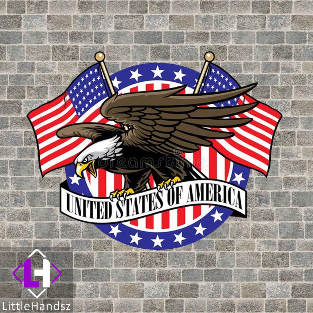 Eagle With US Flag Metal Sign, Metal Sign American Eagle Welcome Sign ...