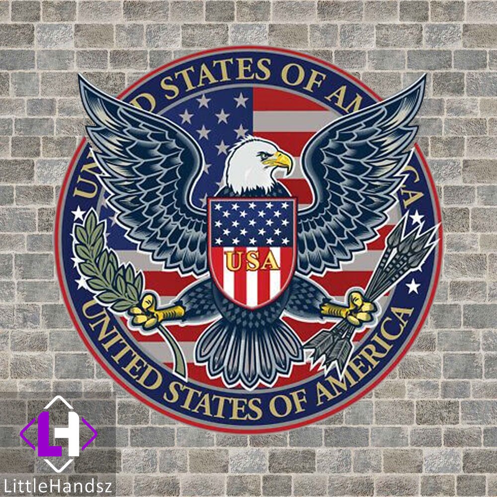 Eagle With US Flag Metal Sign, Metal Sign American Eagle Welcome Sign ...