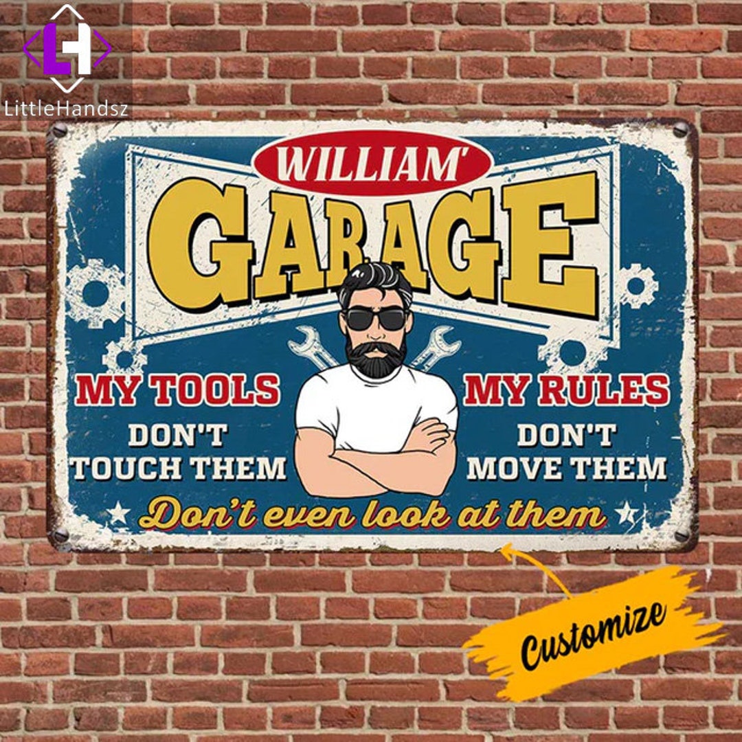Welcome Garage Tool Rules Metal Signs Garage Man Cave Metal Sign ...