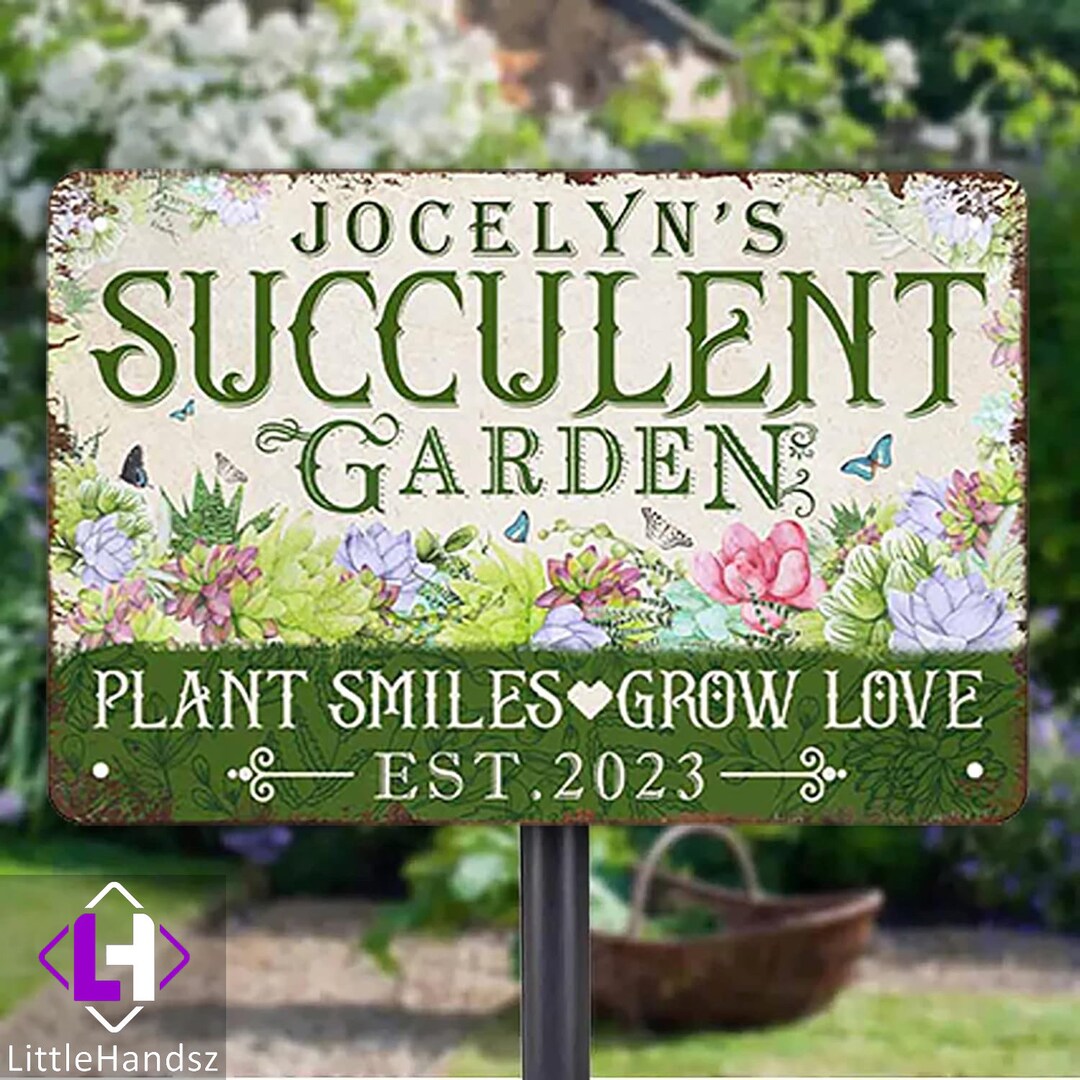 Personalized Gardening Succulent Garden Metal Signs Personalized Metal ...