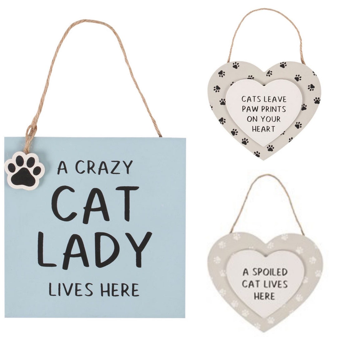 Cat Lover Hanging Sigs Crazy Cat Lady Sign A Spoilt Can Live - Etsy
