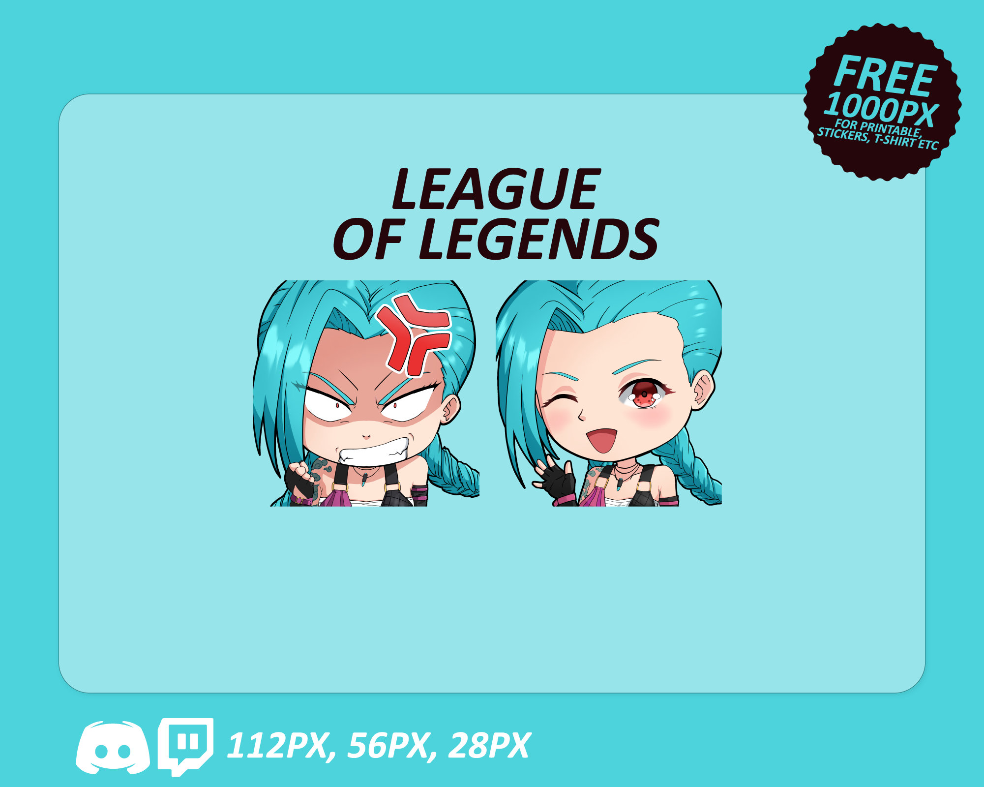 Jinx LOL Emotes, Jinx Emotes, League of Legends Emotes, Twitch Emotes ...