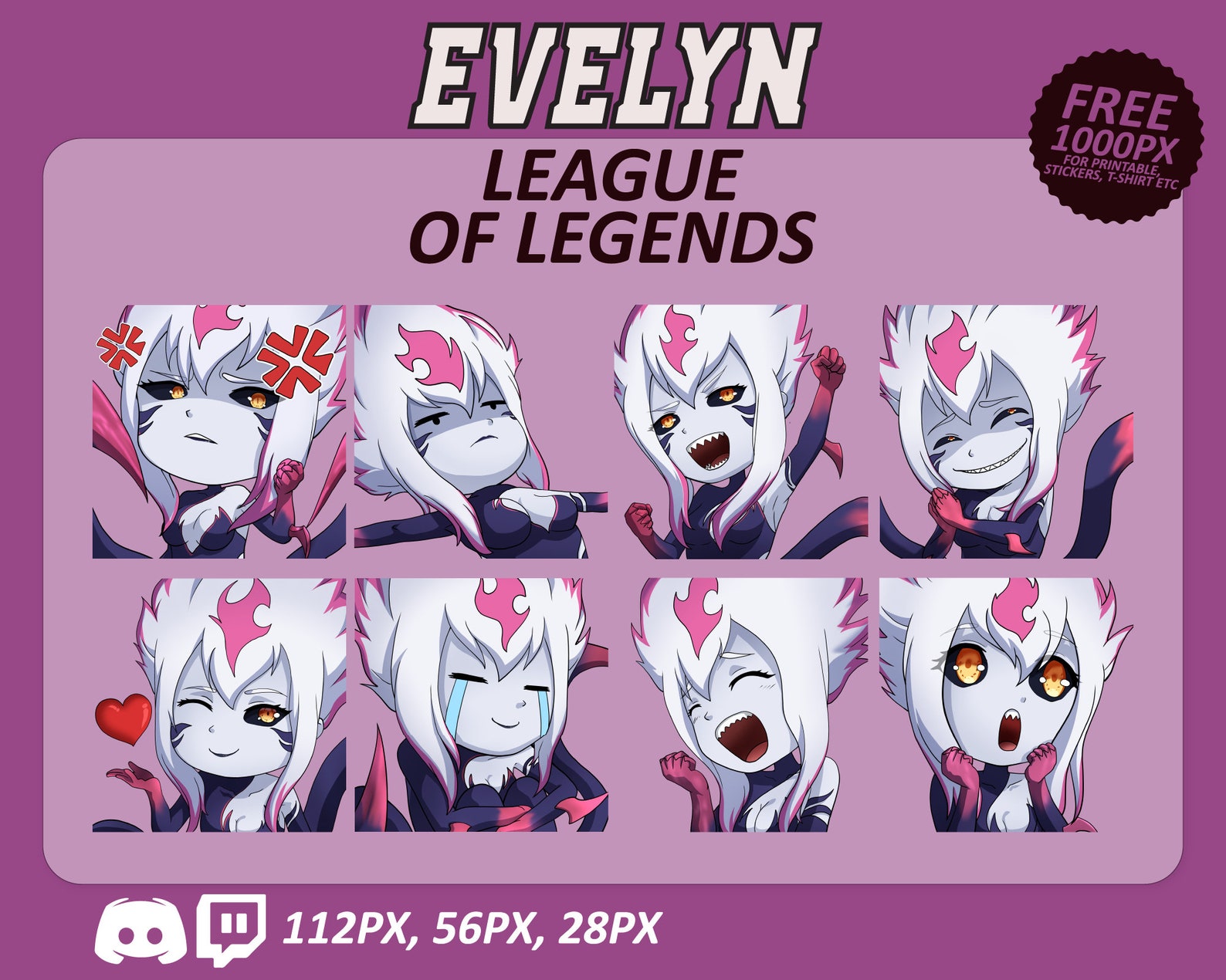 Evelyn LOL Emotes, Evelyn Emotes, League of Legends Emotes, Twitch ...