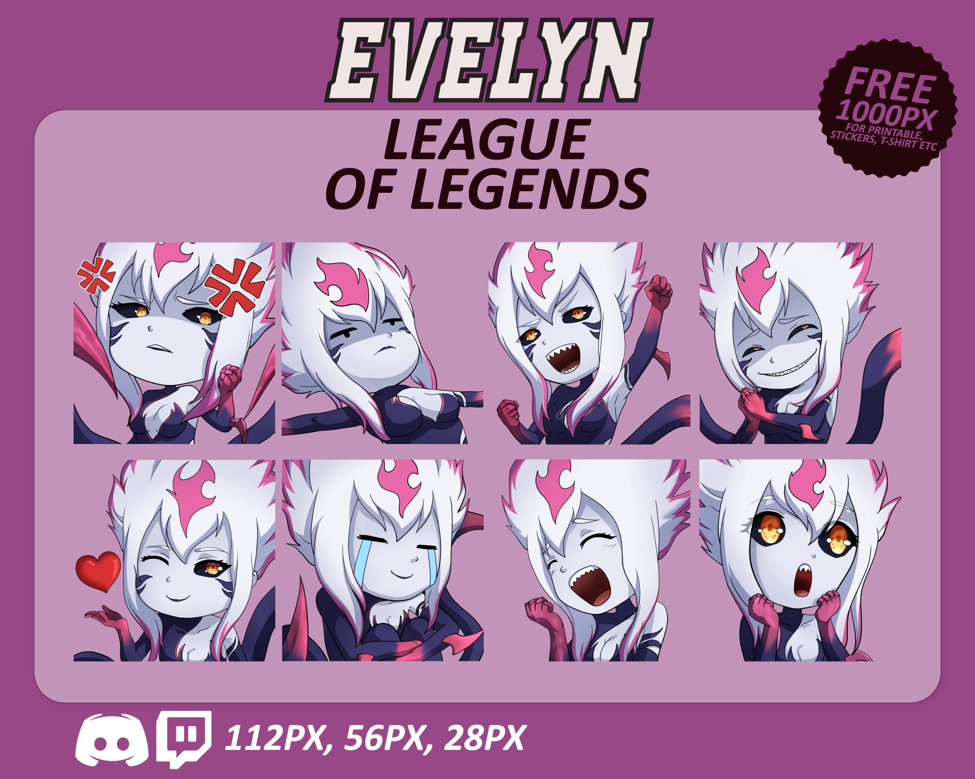 Evelyn LOL Emotes, Evelyn Emotes, League of Legends Emotes, Twitch ...