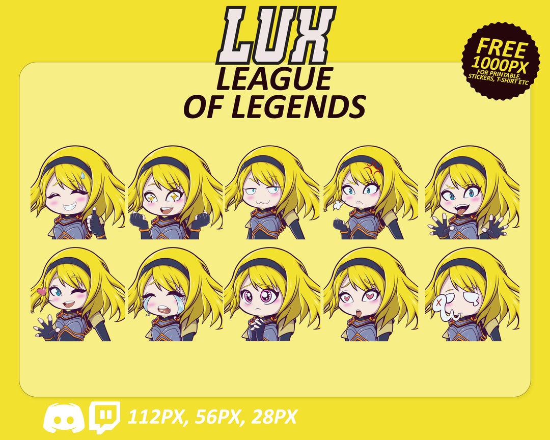 Lux LOL Emotes Lux Emotes League of Legends Emotes Twitch - Etsy