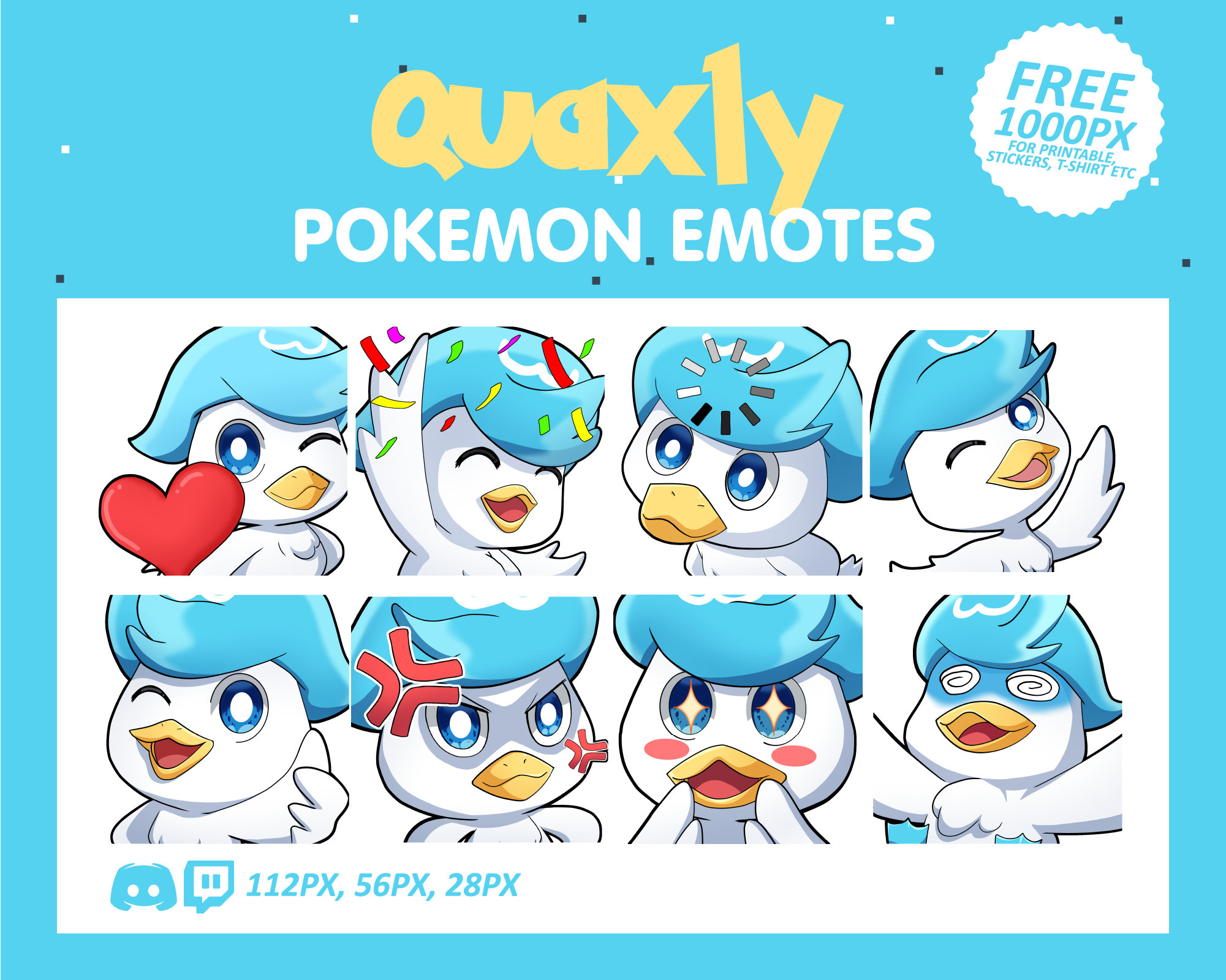 Quaxly Pokemon Emotes, Quaxly Emotes, Pokemon Emotes, Twitch Emotes ...