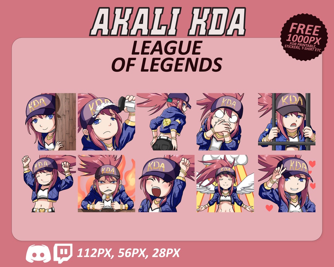 Akali KDA LOL Emotes, Akali Emotes, League of Legends Emotes, Twitch ...