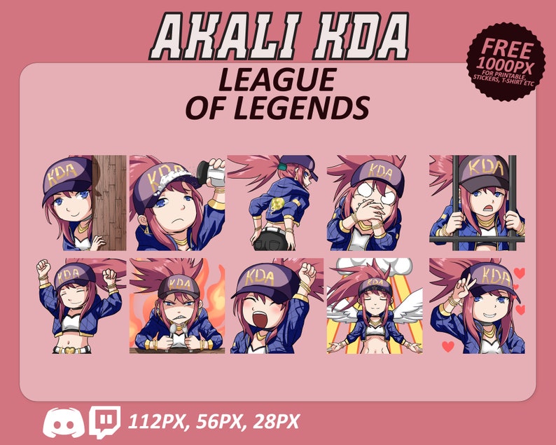 Akali KDA LOL Emotes, Akali Emotes, League of Legends Emotes, Twitch ...