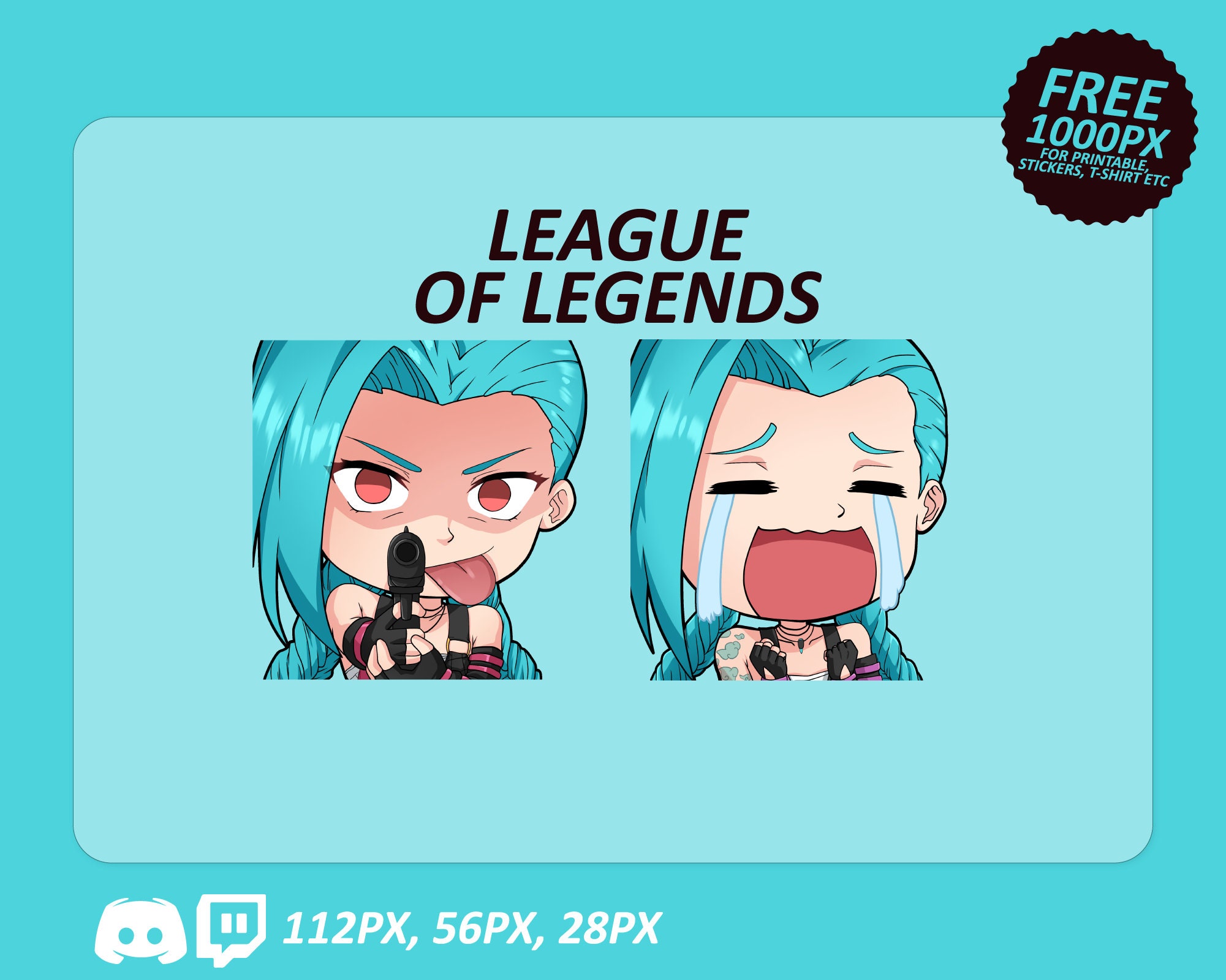 Jinx LOL Emotes, Jinx Emotes, League of Legends Emotes, Twitch Emotes ...